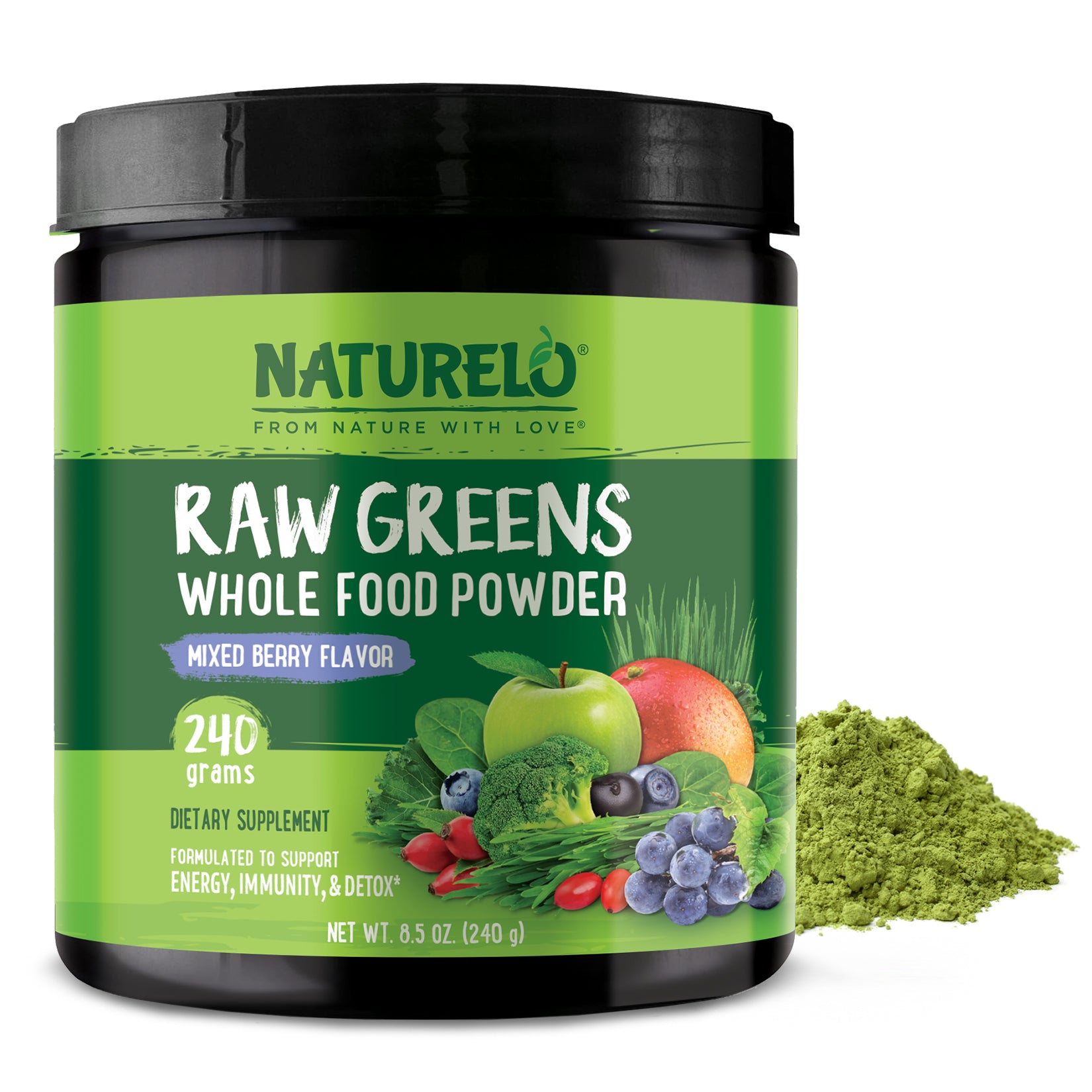Raw Greens Superfood Powder | Whole Food Nutrition | Naturelo Premium ...