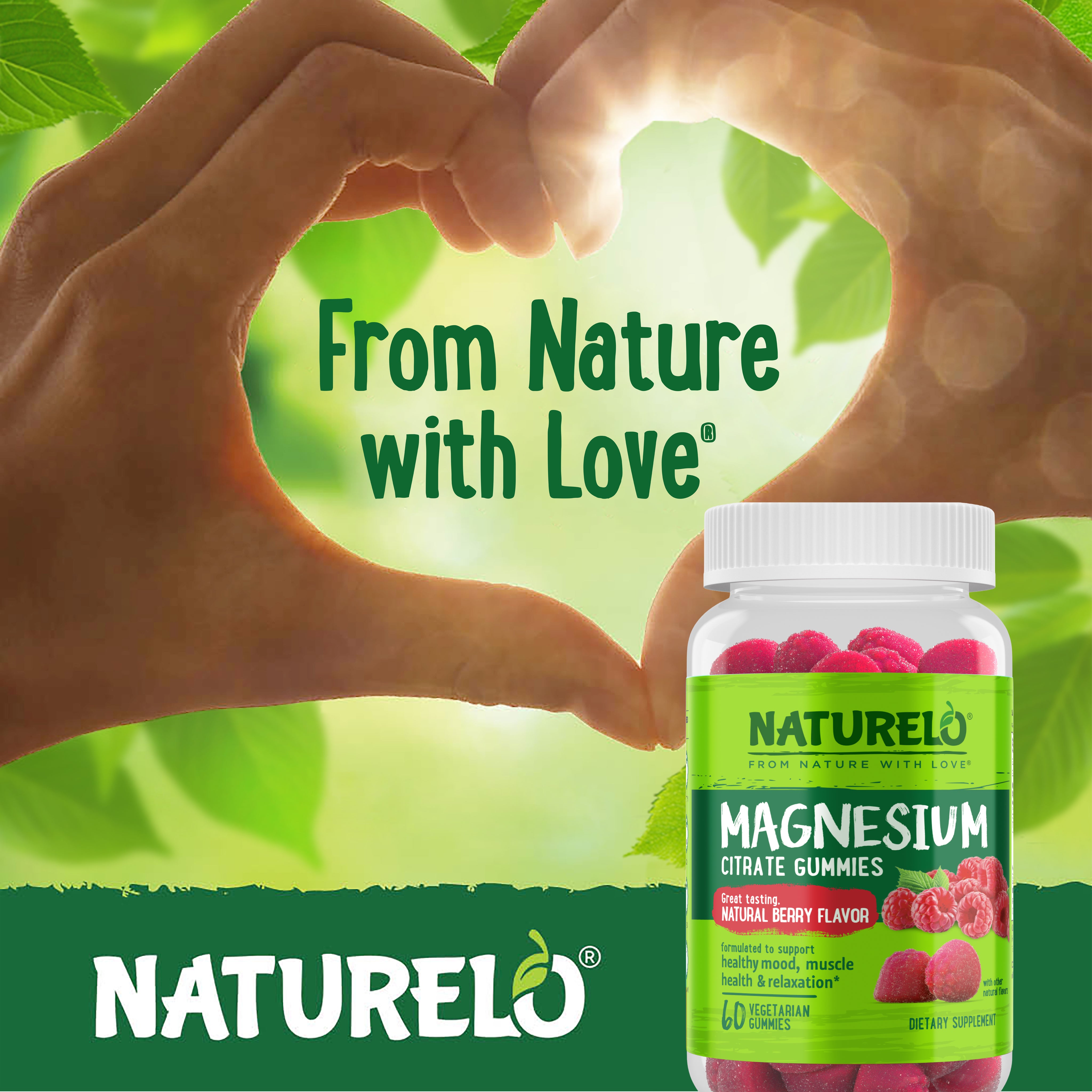 Magnesium Citrate Gummies with Natural Berry Flavor, 60 Vegetarian Gum ...