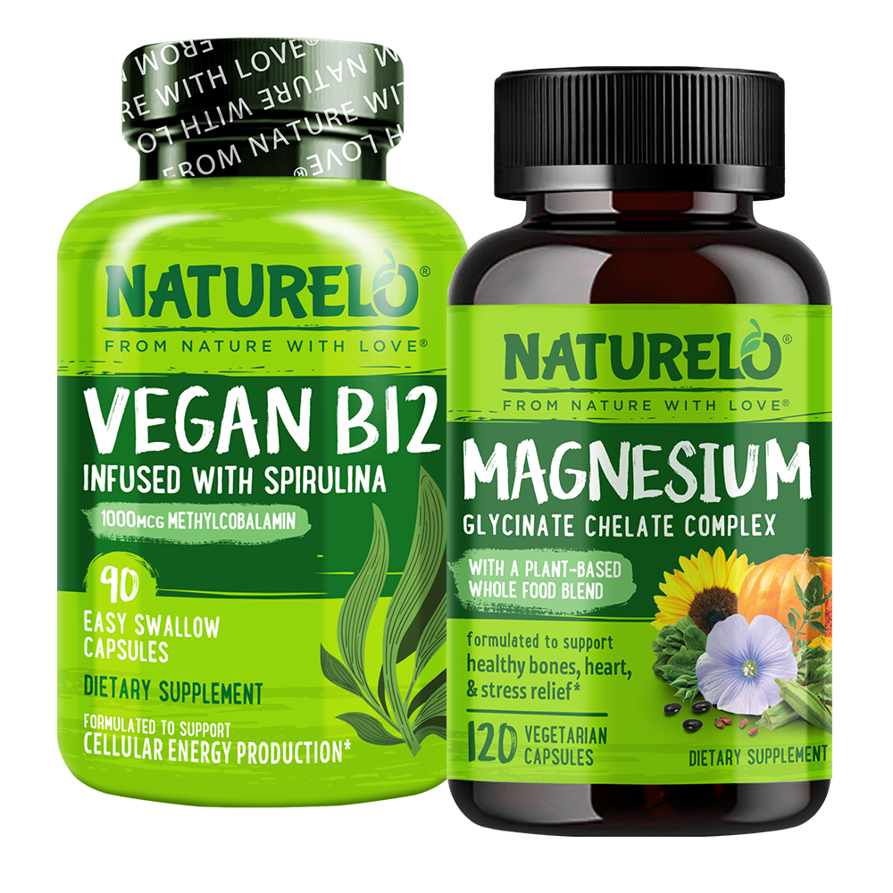 Magnesium Glycinate Complex & Vegan B12 Bundle - 120 & 90 Capsules ...