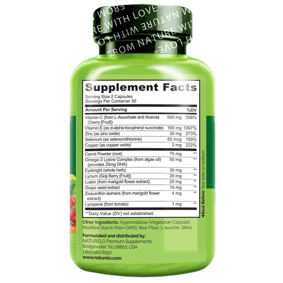 Eye Health Vitamins with AREDS 2 Formula | Naturelo Premium Supplements