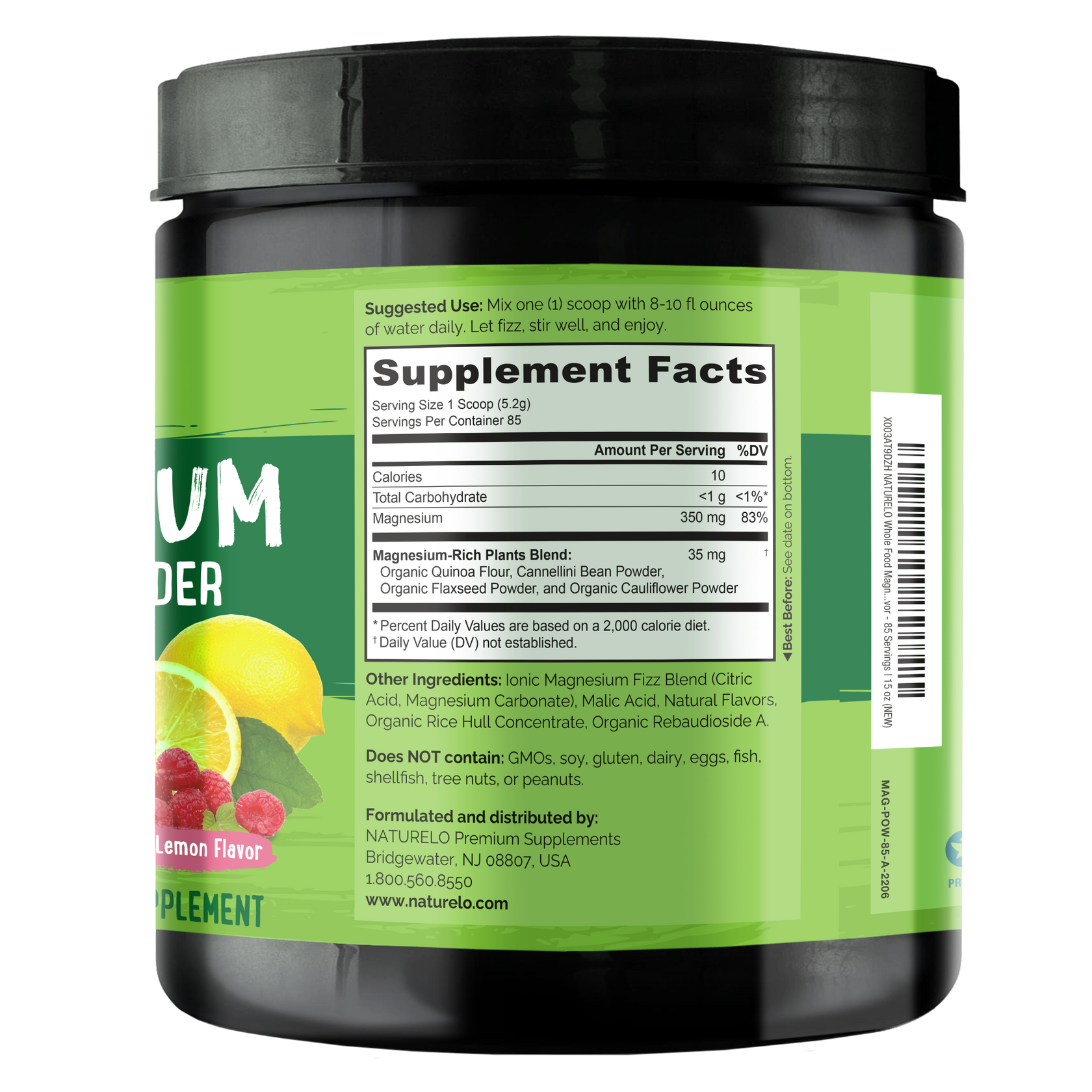 Magnesium Powder | Vegan Friendly, Whole Food | Naturelo Prmeium ...