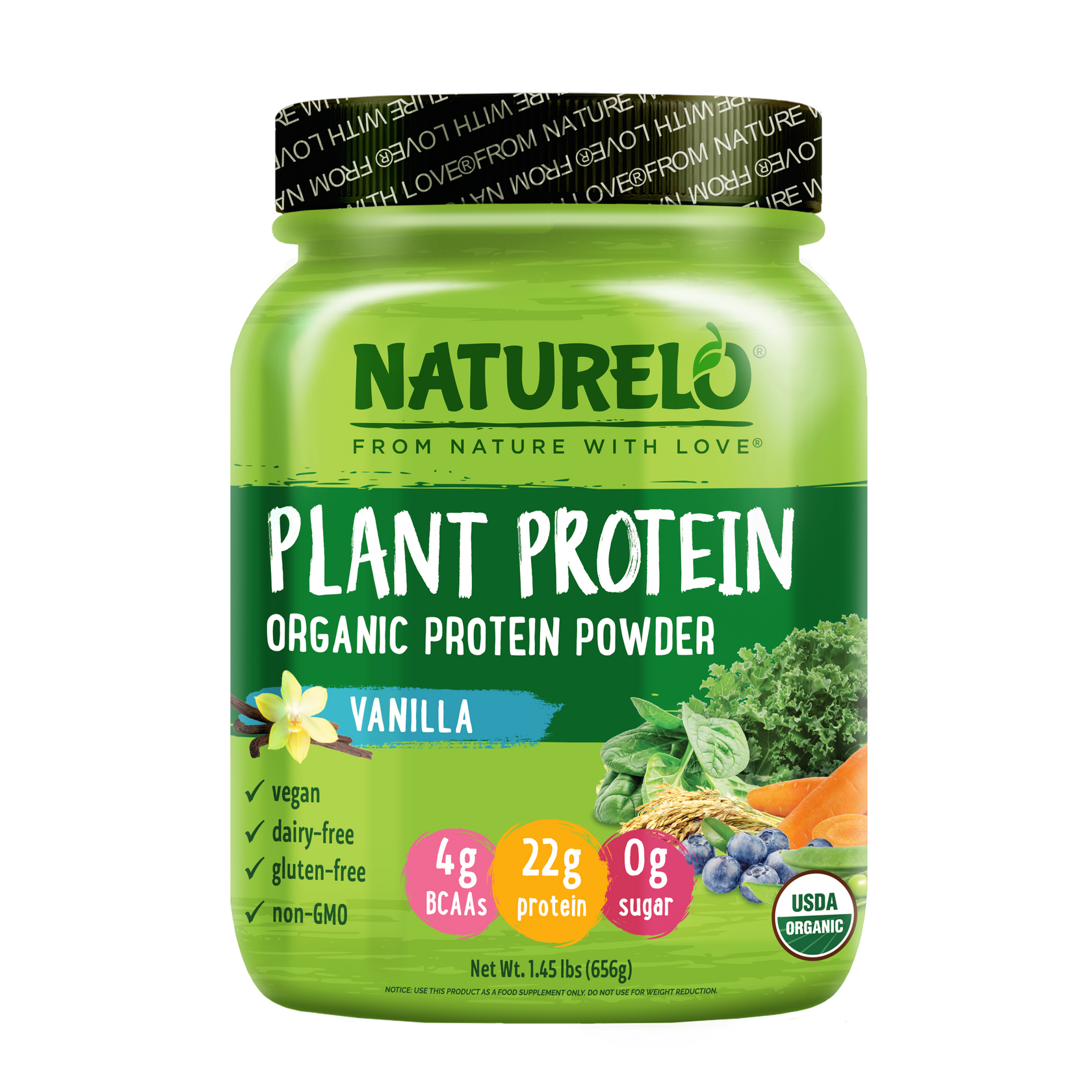 Organic Protein Plant-Based Powder | Vegan-Friendly | Naturelo Premium ...