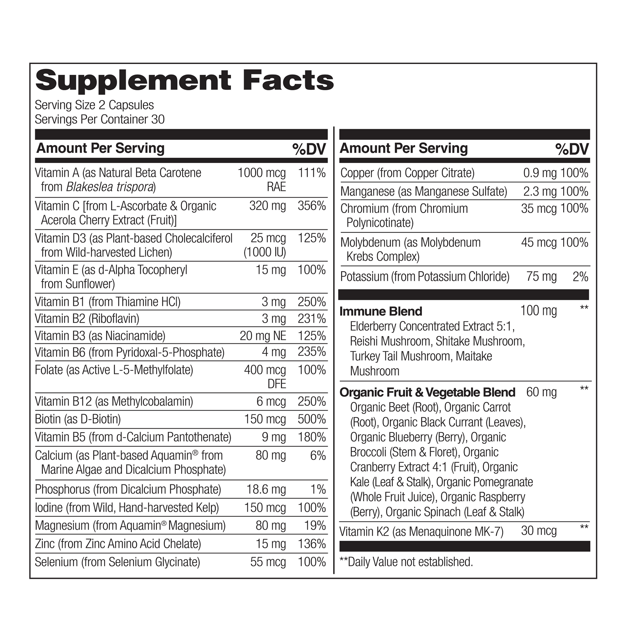 Whole Food Multivitamin with Immune Blend | Immune Health Defense ...