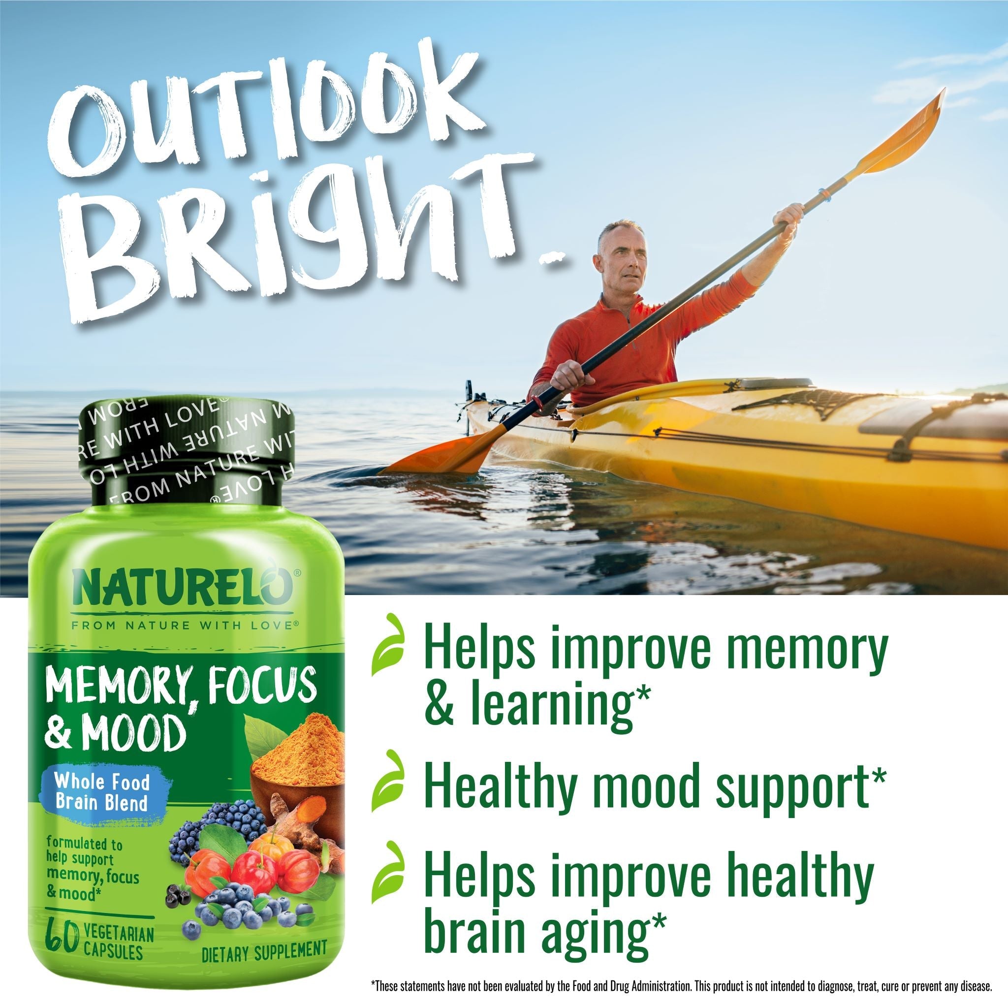 Whole Food Brain Blend Supplement | Naturelo Premium Supplements