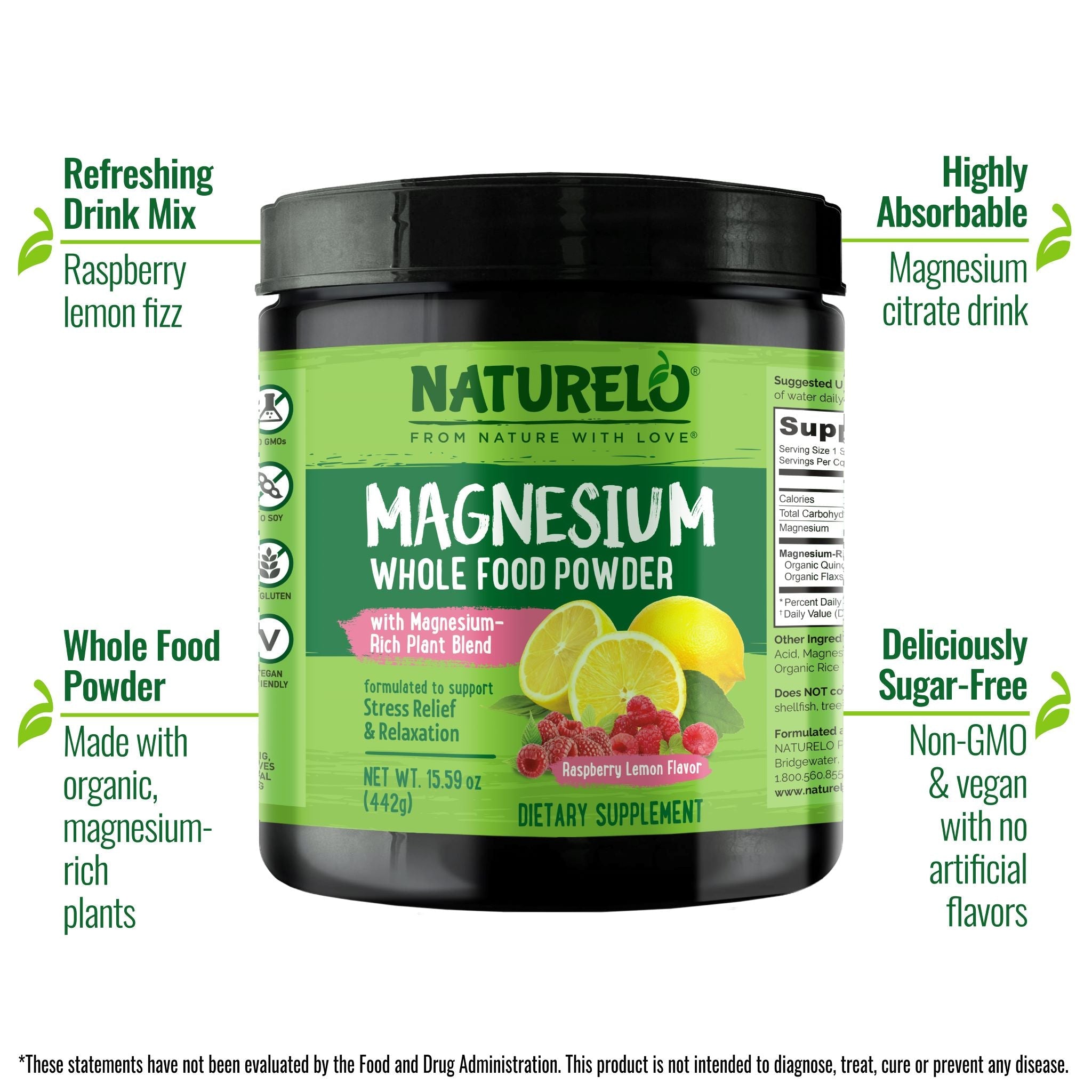 Magnesium Powder | Vegan Friendly, Whole Food | Naturelo Prmeium ...