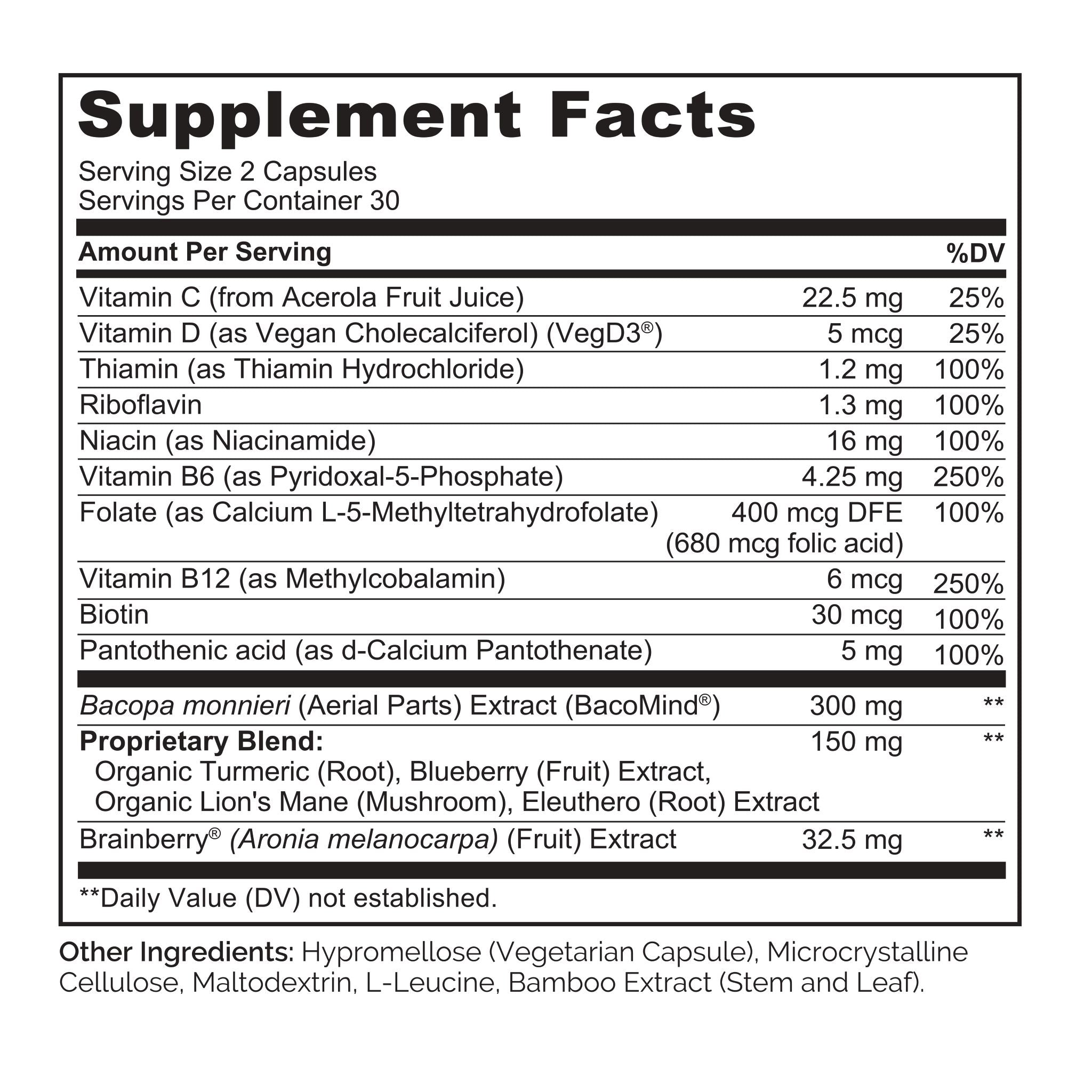 Whole Food Brain Blend Supplement | Naturelo Premium Supplements