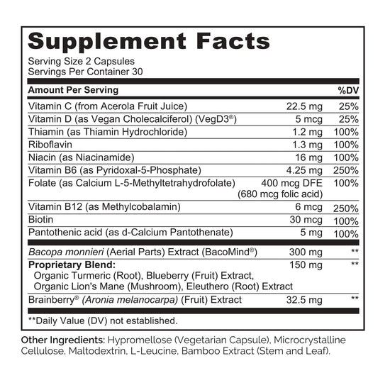 Whole Food Brain Blend Supplement | Naturelo Premium Supplements